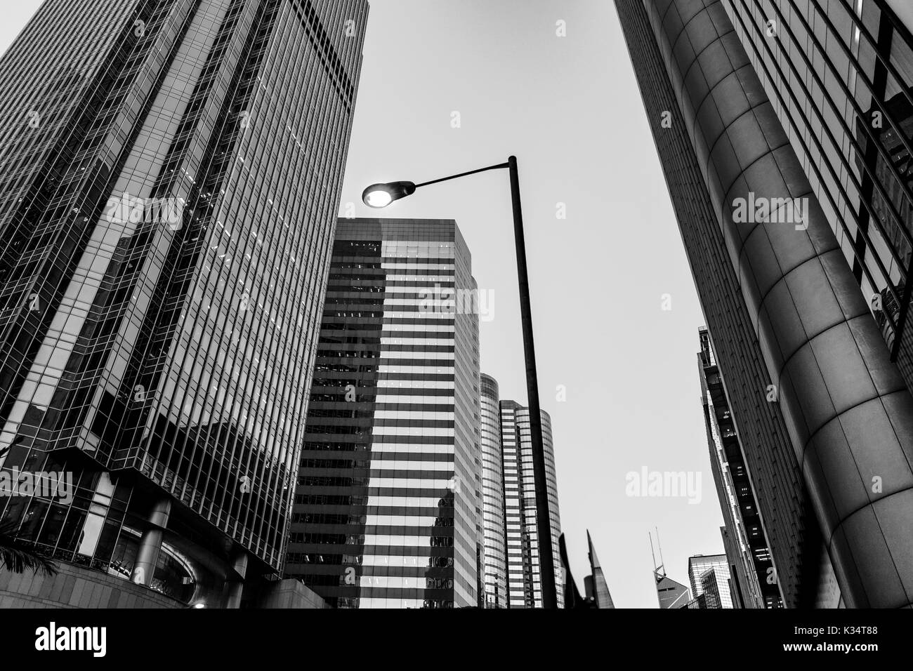 Hong Kong Modern office building with B&W color Stock Photo - Alamy
