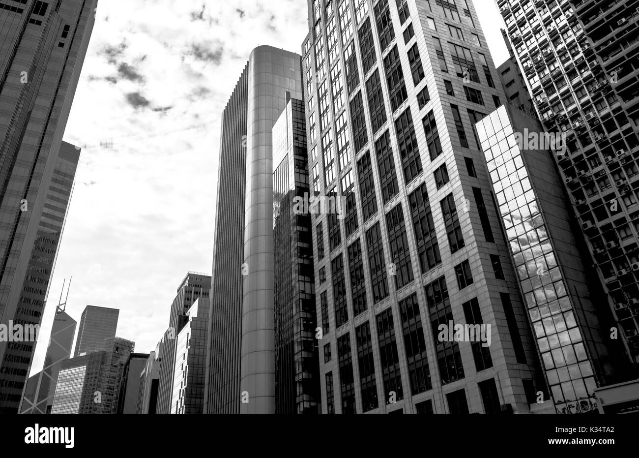 Hong Kong Modern office building with B&W color Stock Photo - Alamy