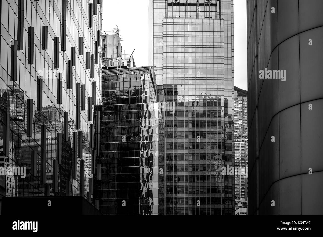 Hong Kong Modern office building with B&W color Stock Photo - Alamy