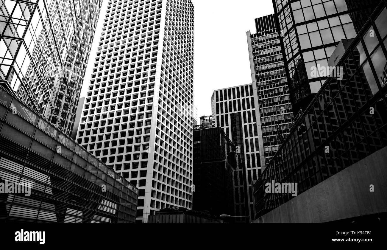 Hong Kong Modern office building with B&W color Stock Photo - Alamy