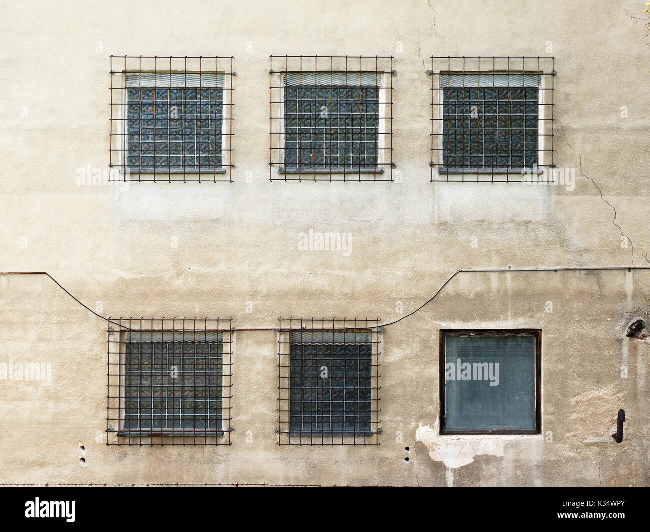 Factory building with water reservoir. Daylight, cloudy sky, the site ...