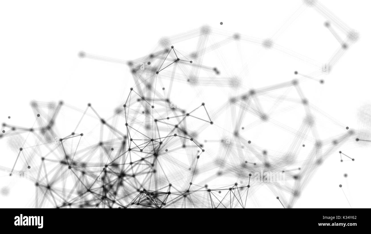 Abstract connection dots. Technology background. Digital drawing black and white theme. Network ...