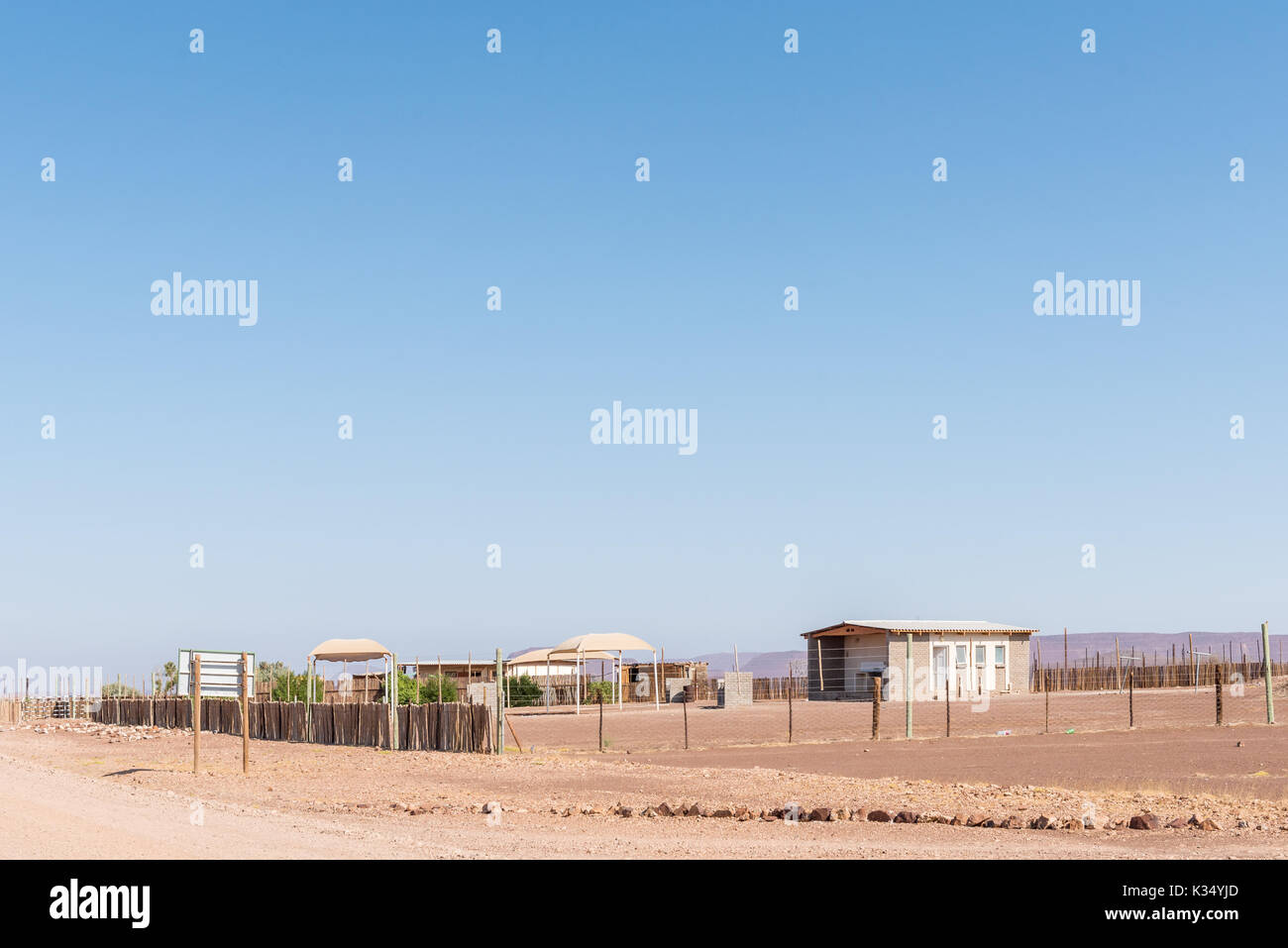 SPRINGBOKWASSER, NAMIBIA - JUNE 28, 2017: Camping sites and an ablution ...