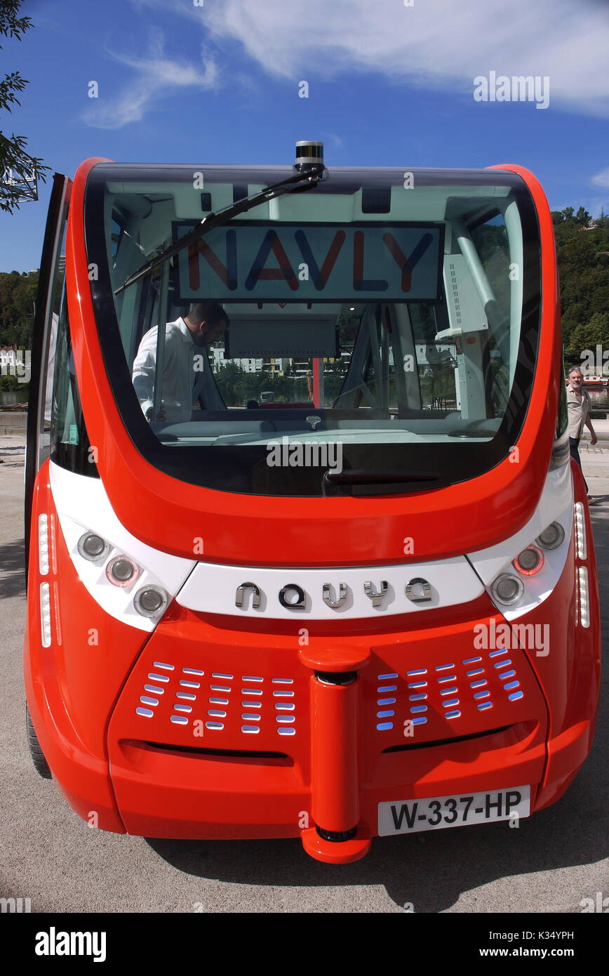 First public appearence of Navly automatic shuttle, Lyon, france Stock ...