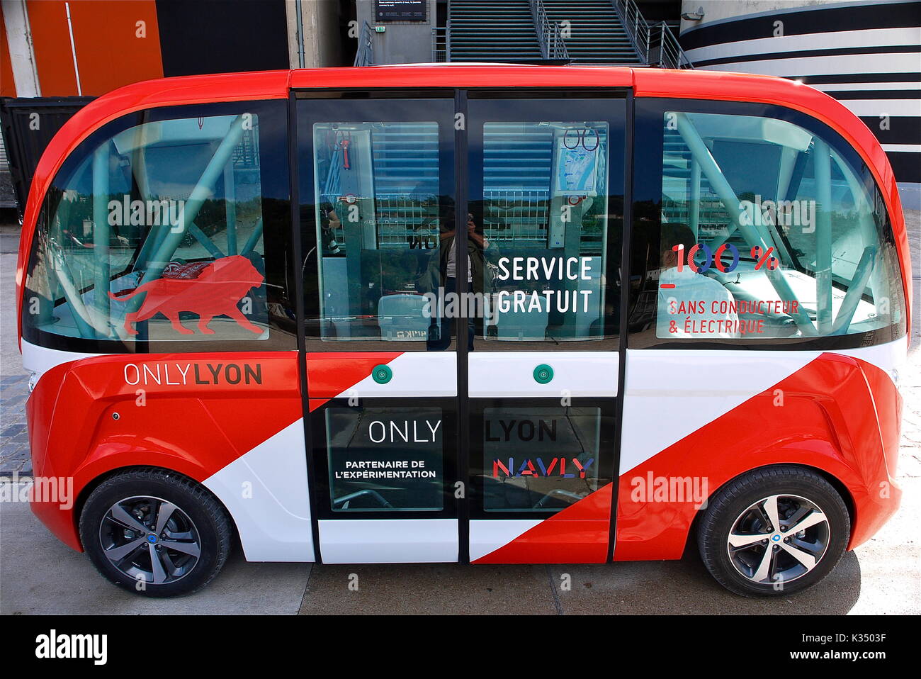 First public appearence of Navly automatic shuttle, Lyon, france Stock ...