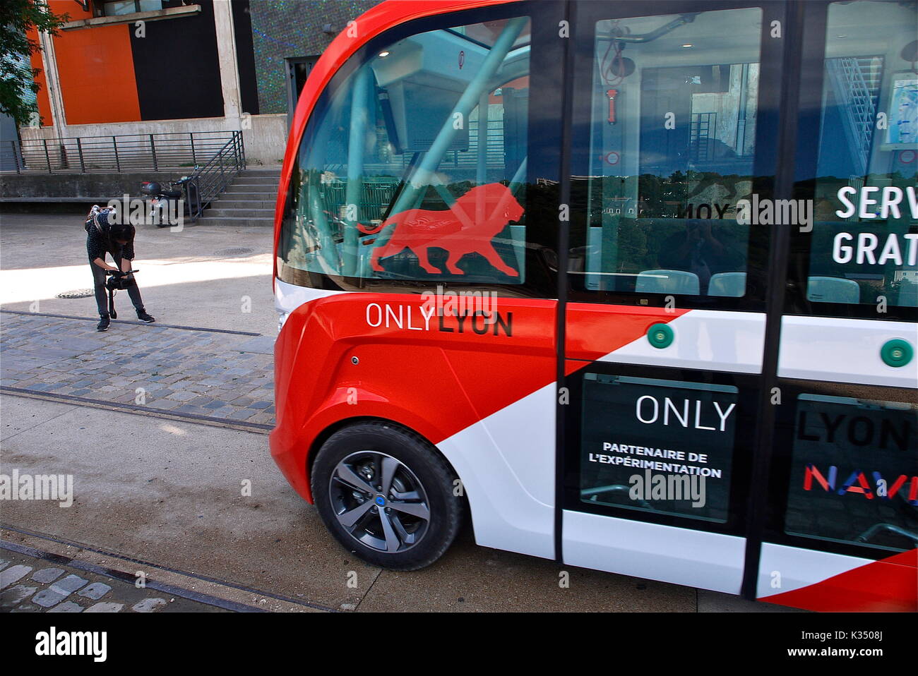 First public appearence of Navly automatic shuttle, Lyon, france Stock ...