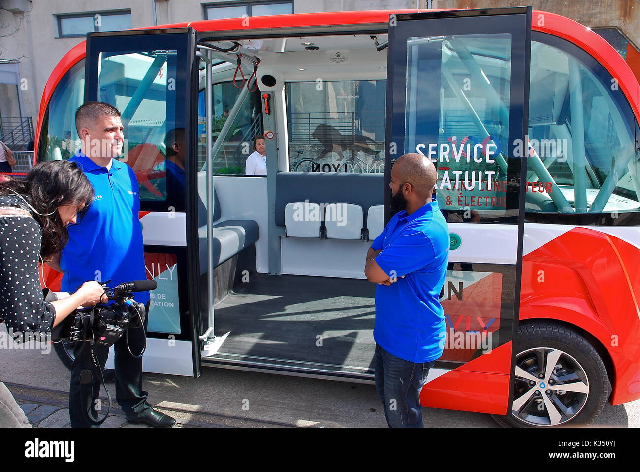 First public appearence of Navly automatic shuttle, Lyon, france Stock ...