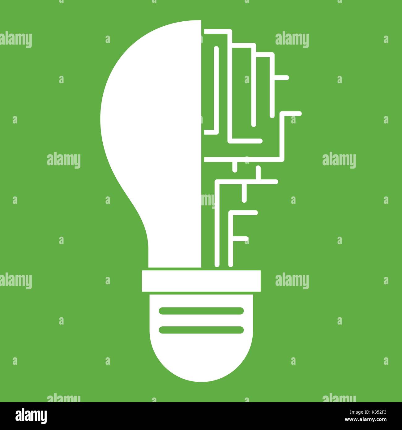 Circuit board inside light bulb icon green Stock Vector Image & Art - Alamy
