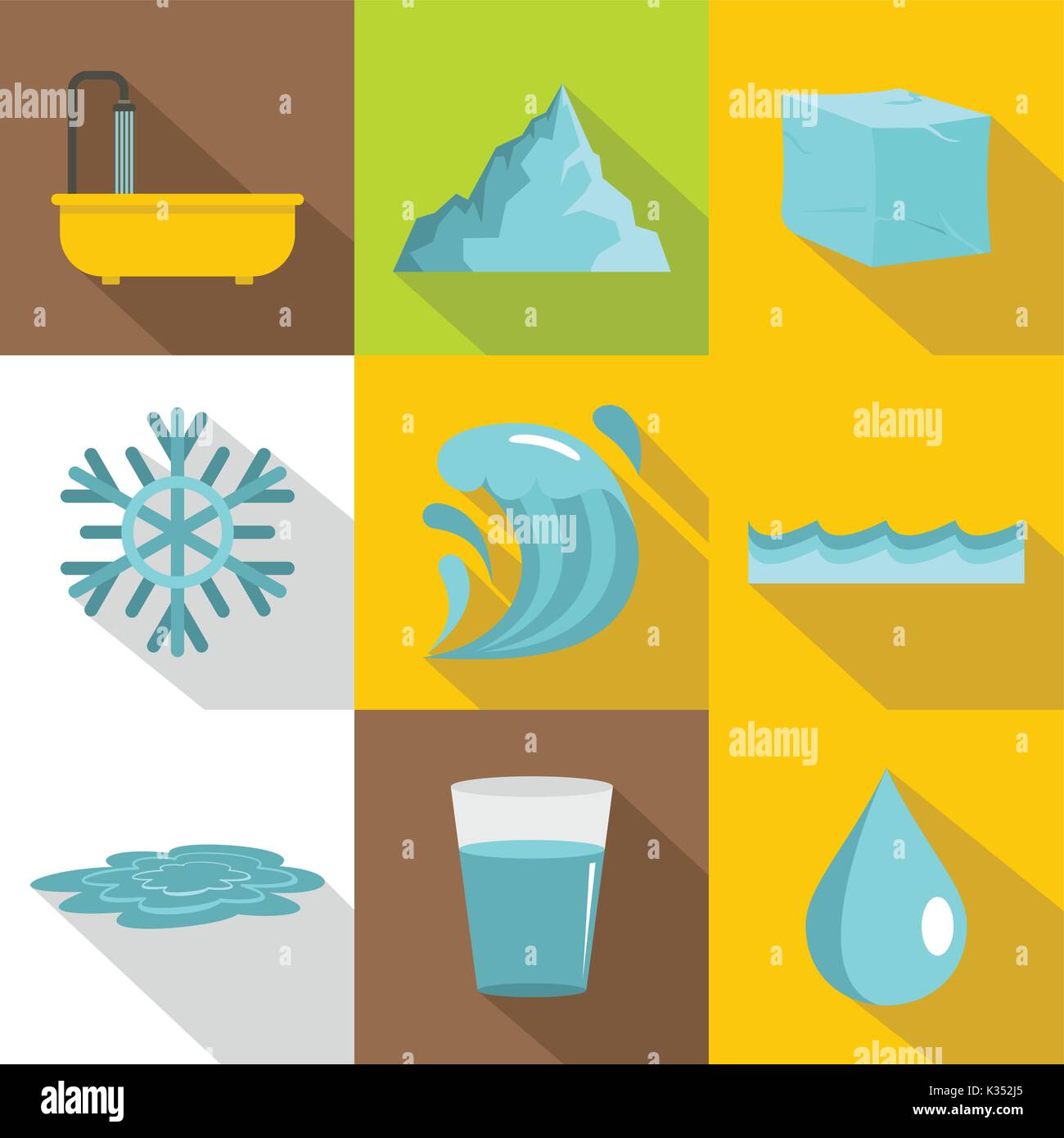 Natural water icon set, flat style Stock Vector Image & Art - Alamy
