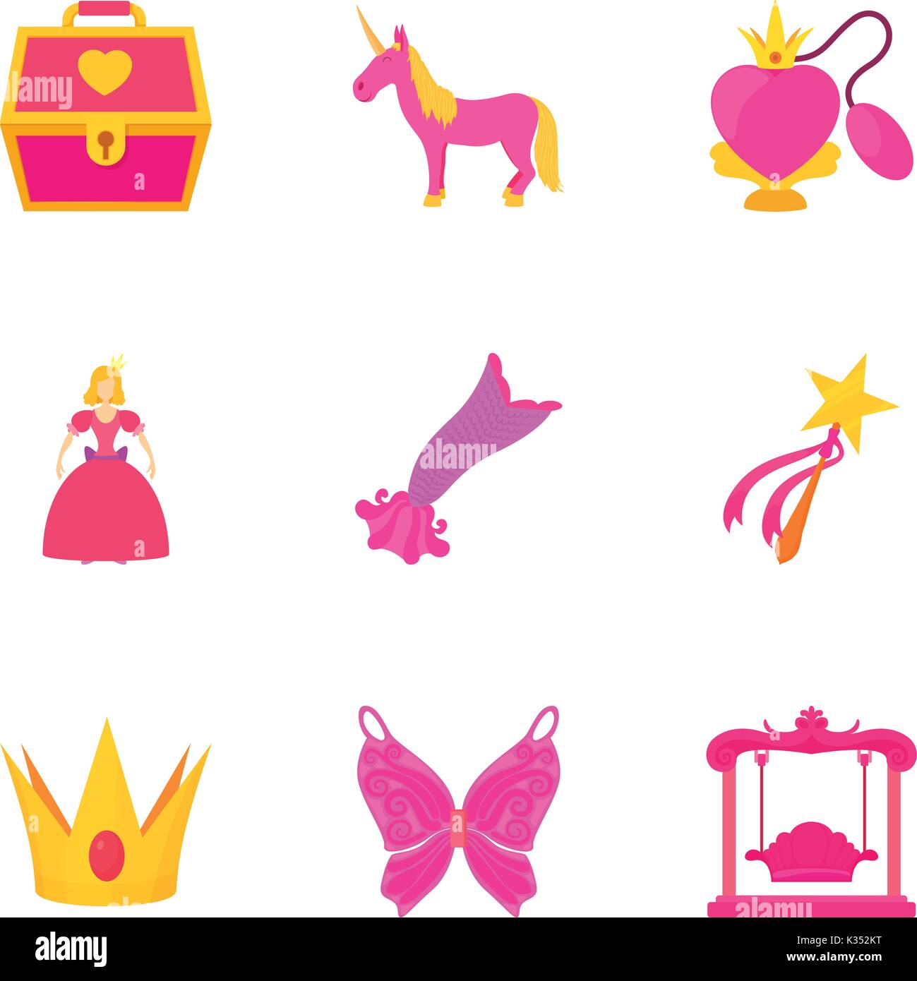 Little princess kit icons set, cartoon style Stock Vector Image & Art ...
