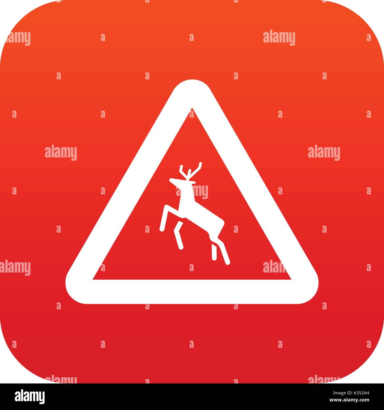 Deer traffic warning sign icon digital red Stock Vector Image & Art - Alamy