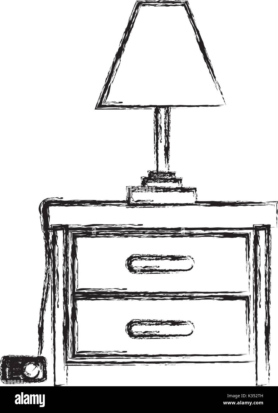 nightstand with lamp blurred silhouette on white background Stock ...