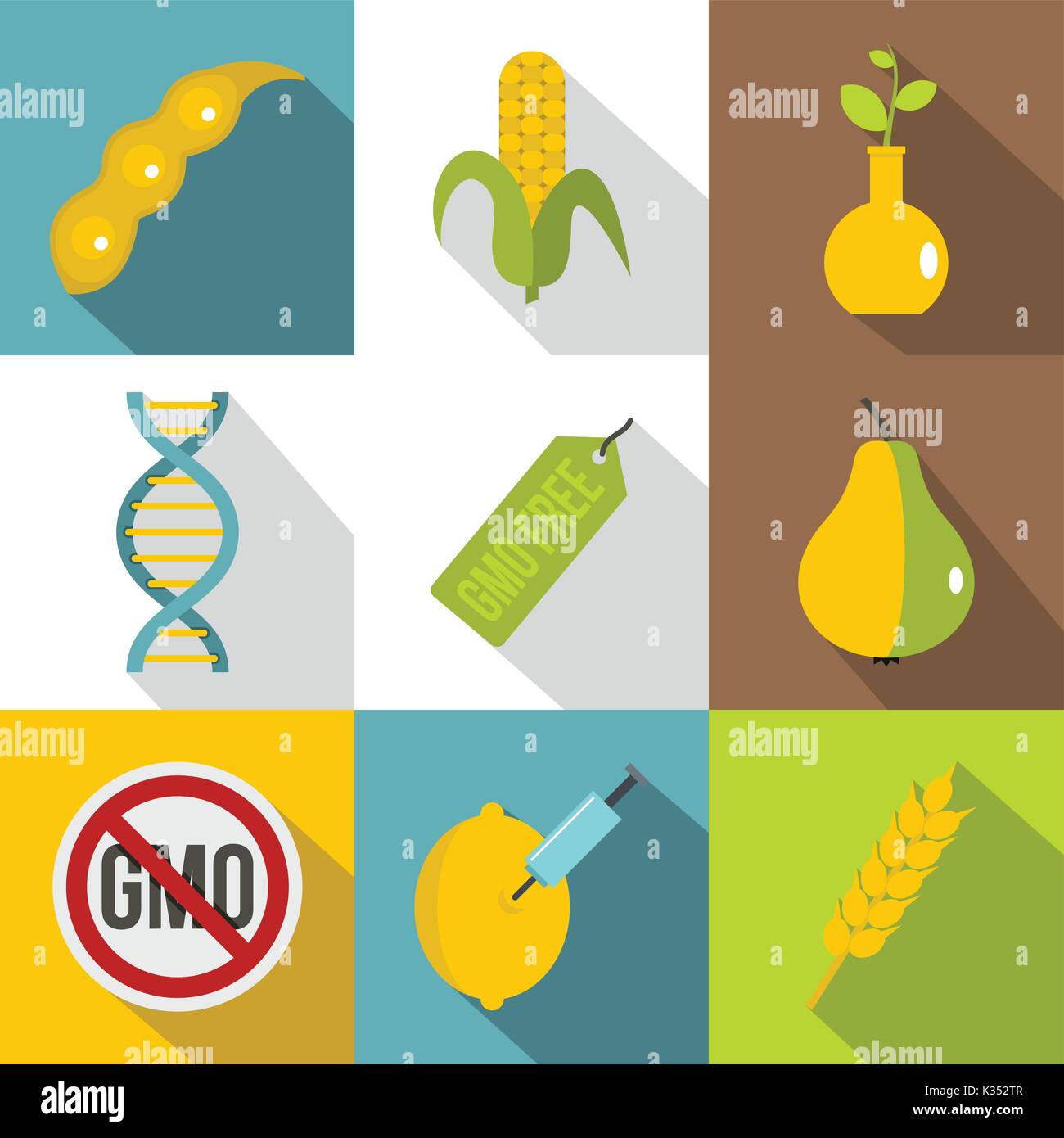 GMO free icon set, flat style Stock Vector Image & Art - Alamy