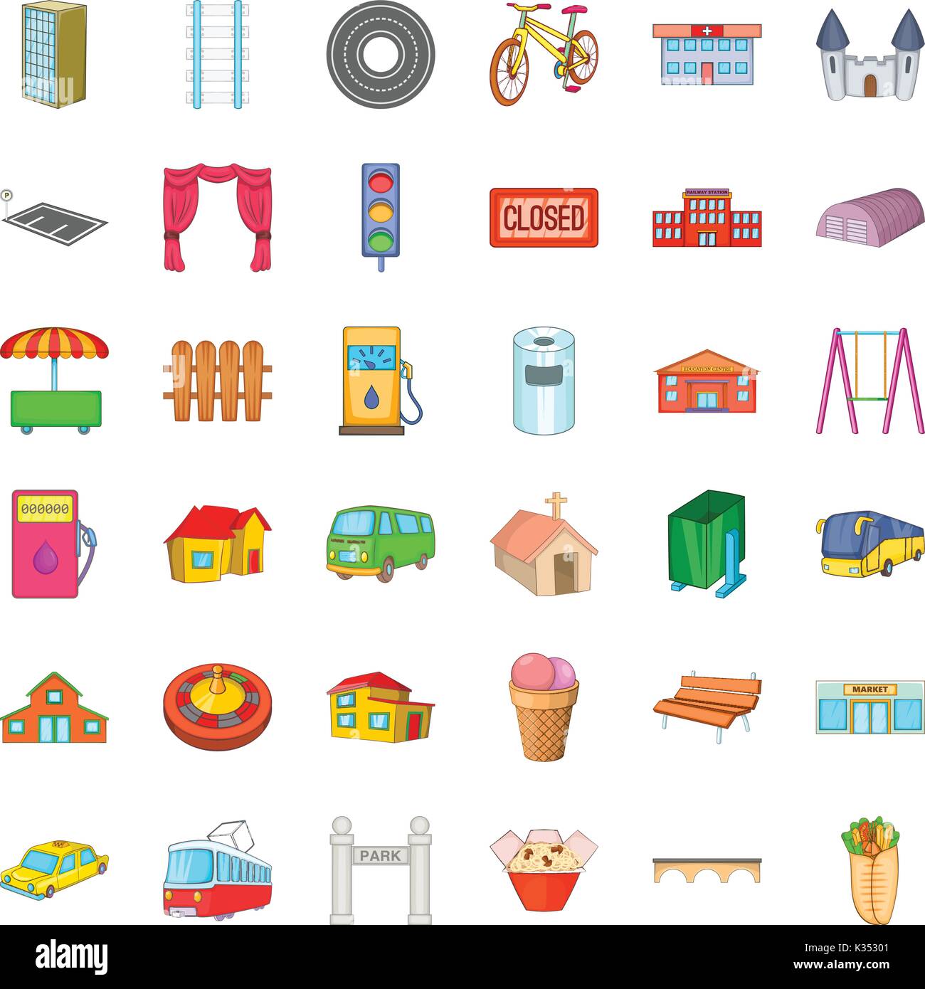 Street icons set, cartoon style Stock Vector Image & Art - Alamy