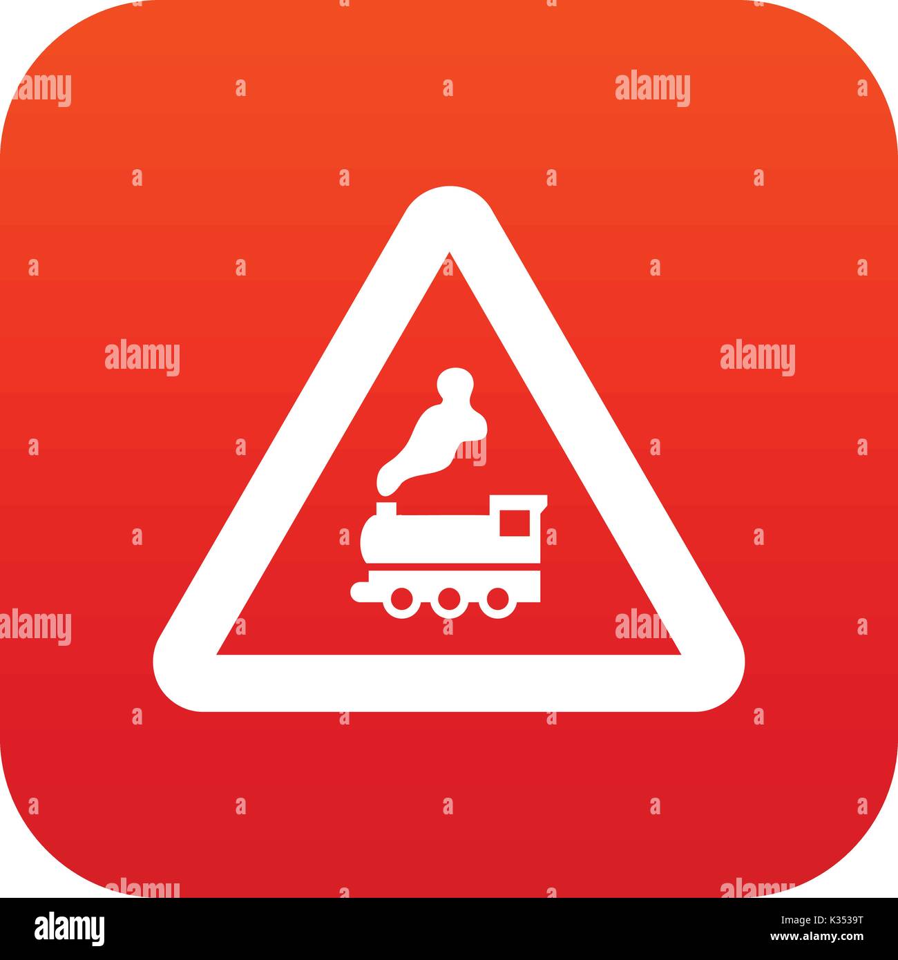 Warning sign railway crossing without barrier icon digital red Stock ...