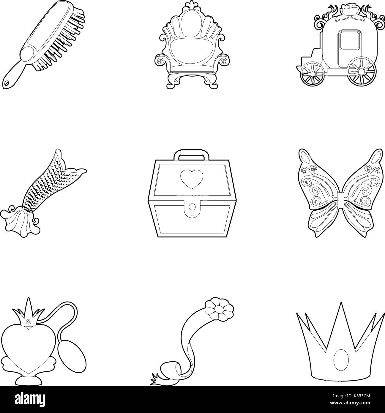 Little queen icons set, outline style Stock Vector Image & Art - Alamy