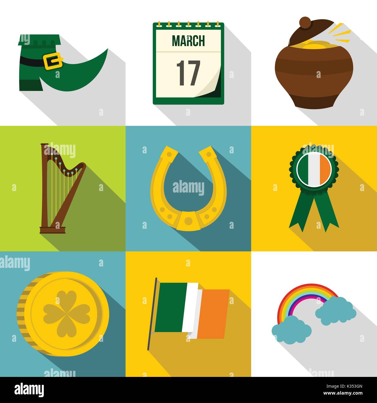Happy St Patricks day icon set, flat style Stock Vector Image & Art - Alamy