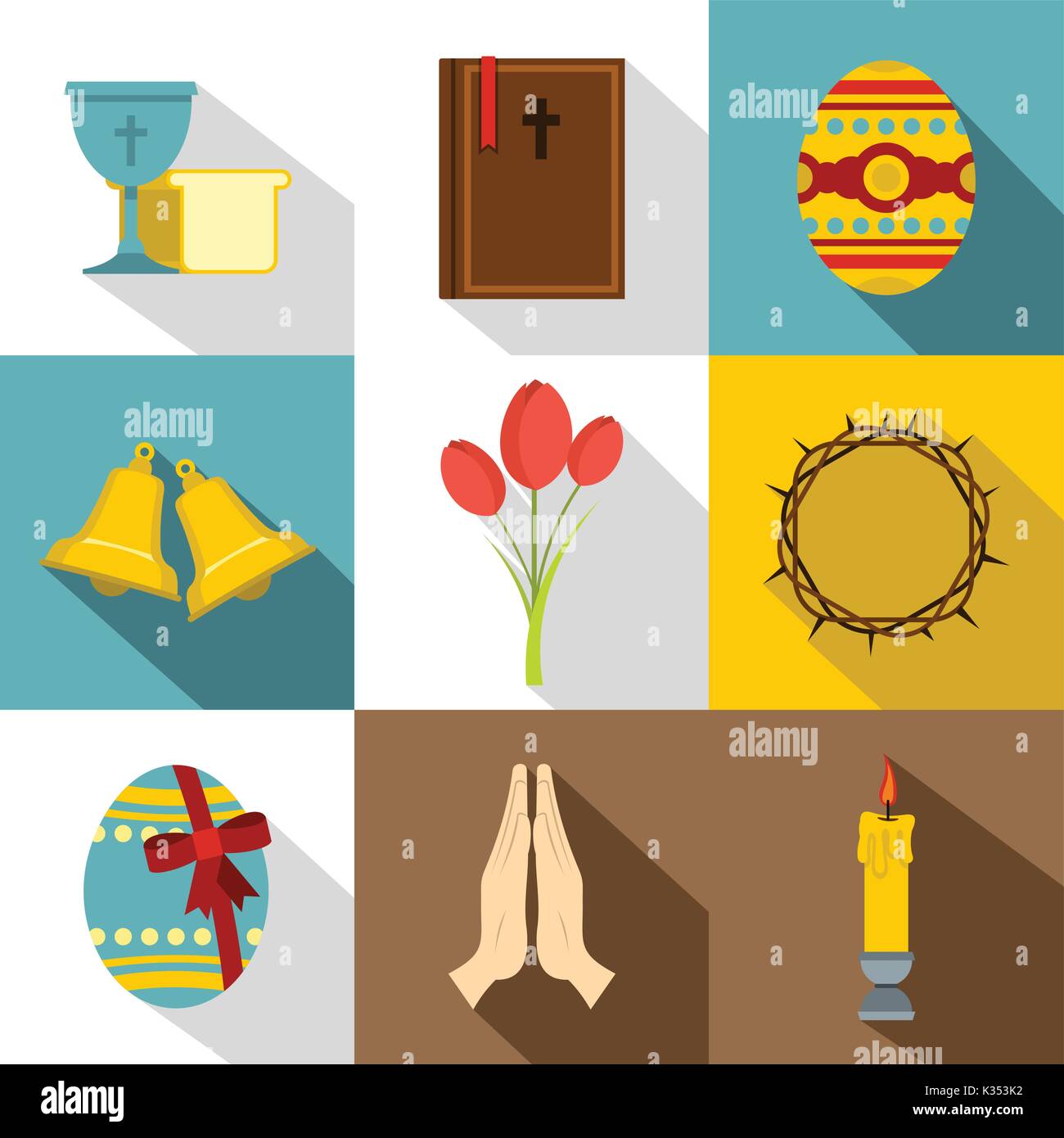 Easter icon set, flat style Stock Vector Image & Art - Alamy