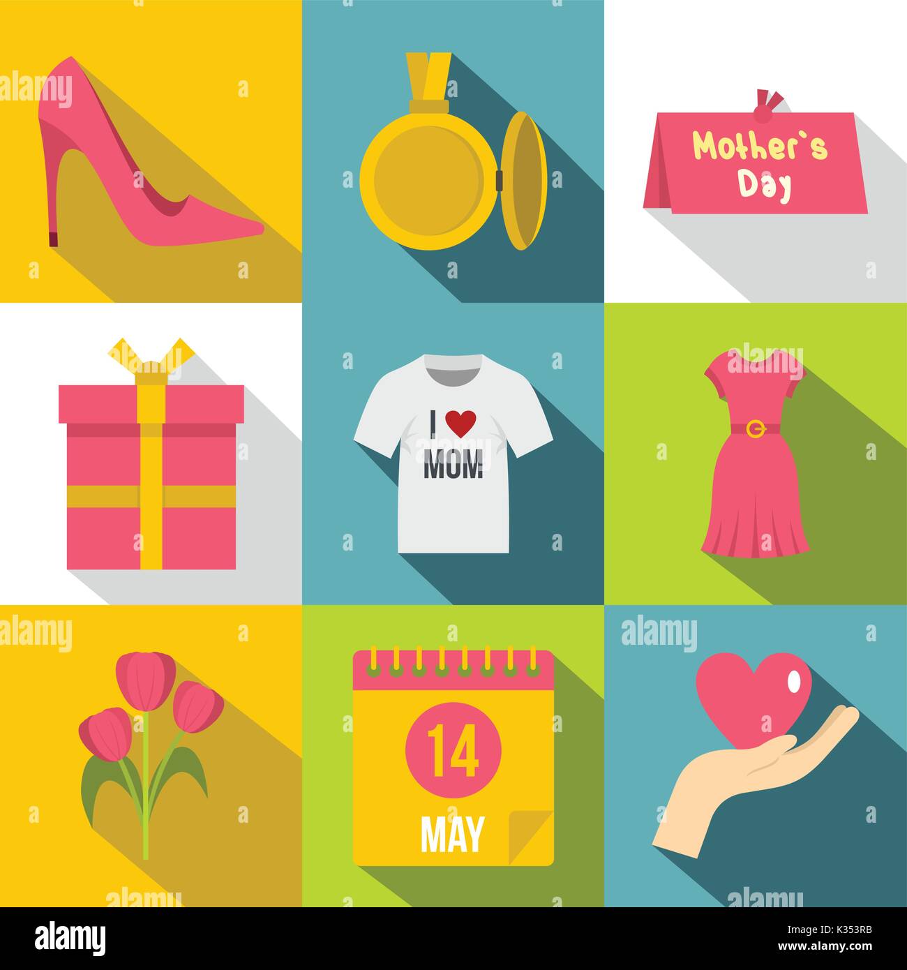 Mom day icon set, flat style Stock Vector Image & Art - Alamy