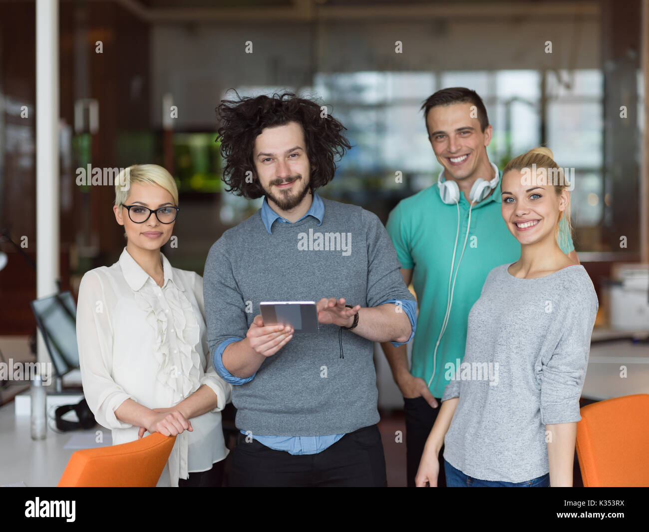group of business people preparing for next meeting and discussing ...