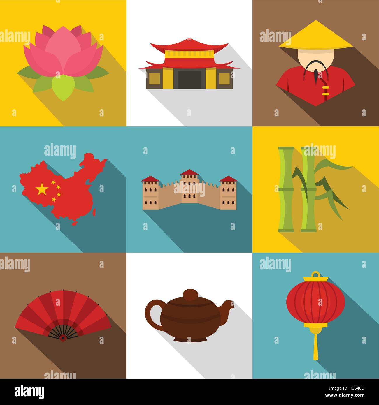 Chinese icon set, flat style Stock Vector Image & Art - Alamy