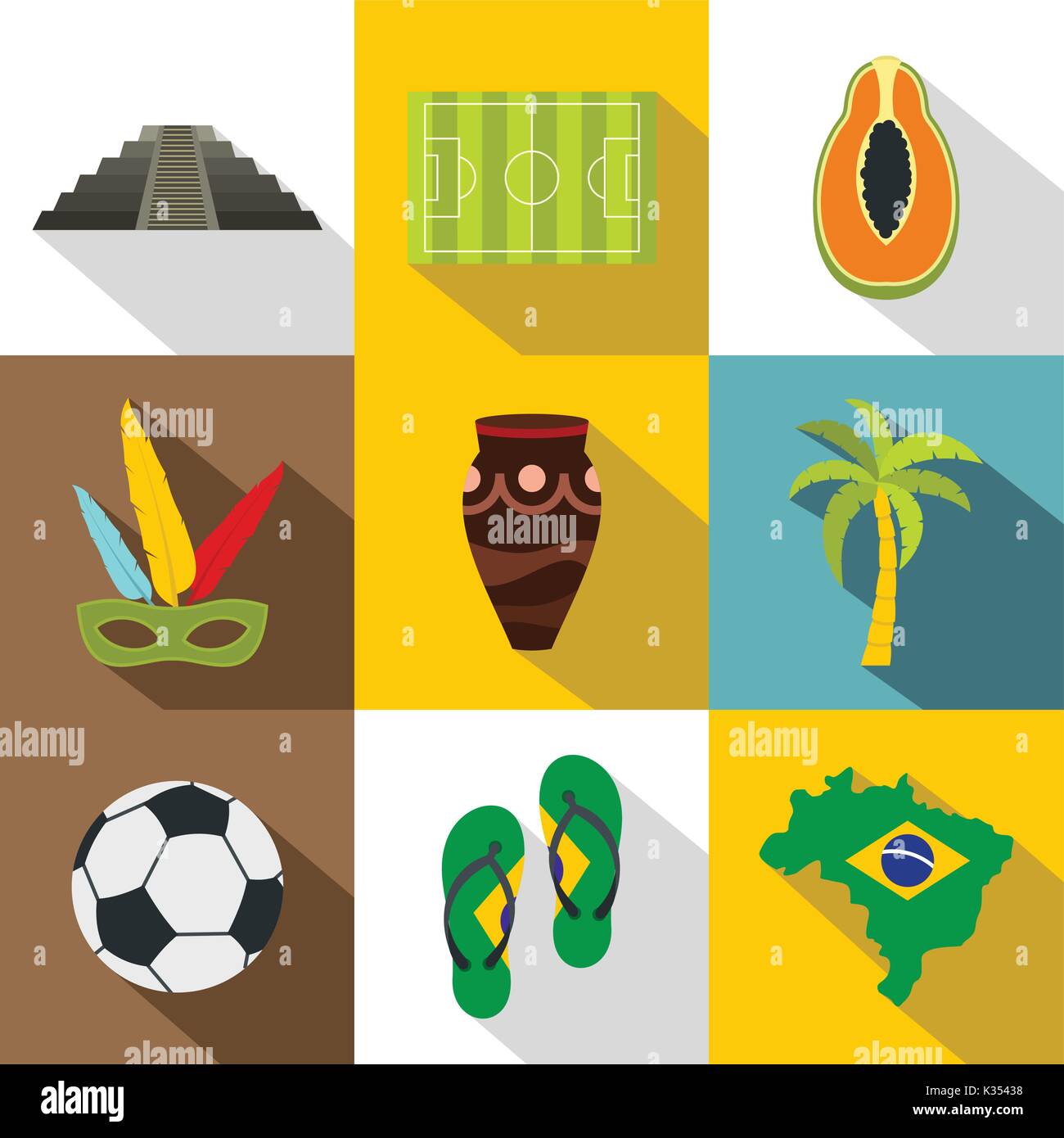 Brazilan symbols icon set, flat style Stock Vector Image & Art - Alamy