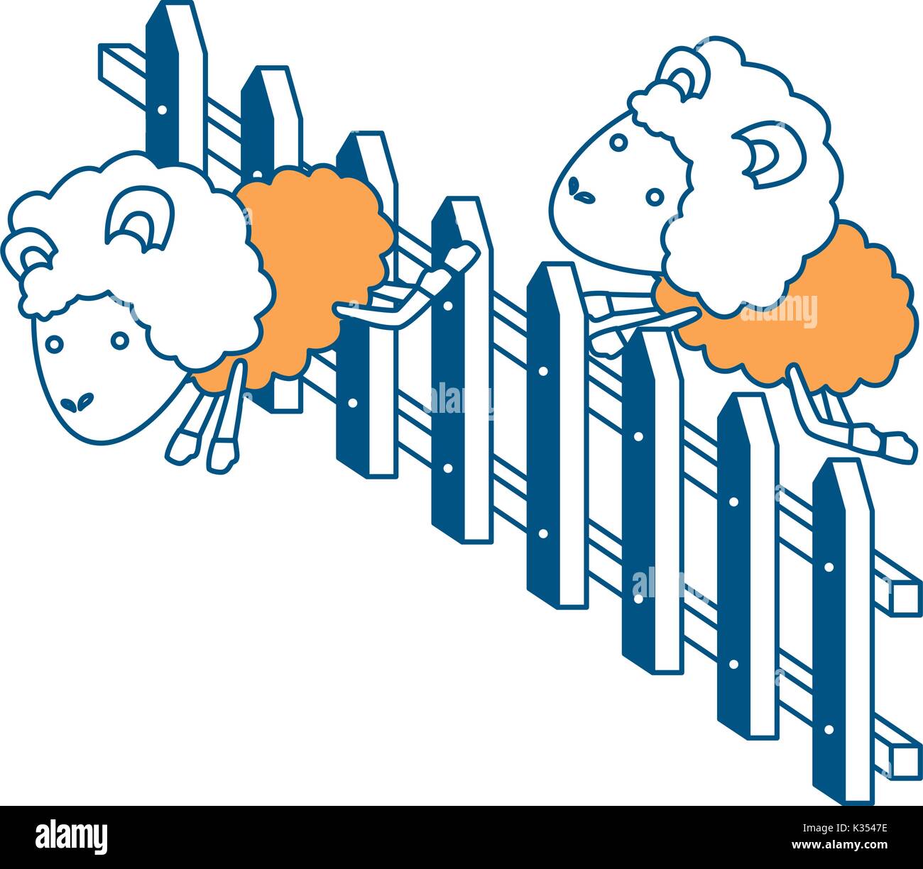 sheep animal couple jumping a wooden fence color section silhouette on ...