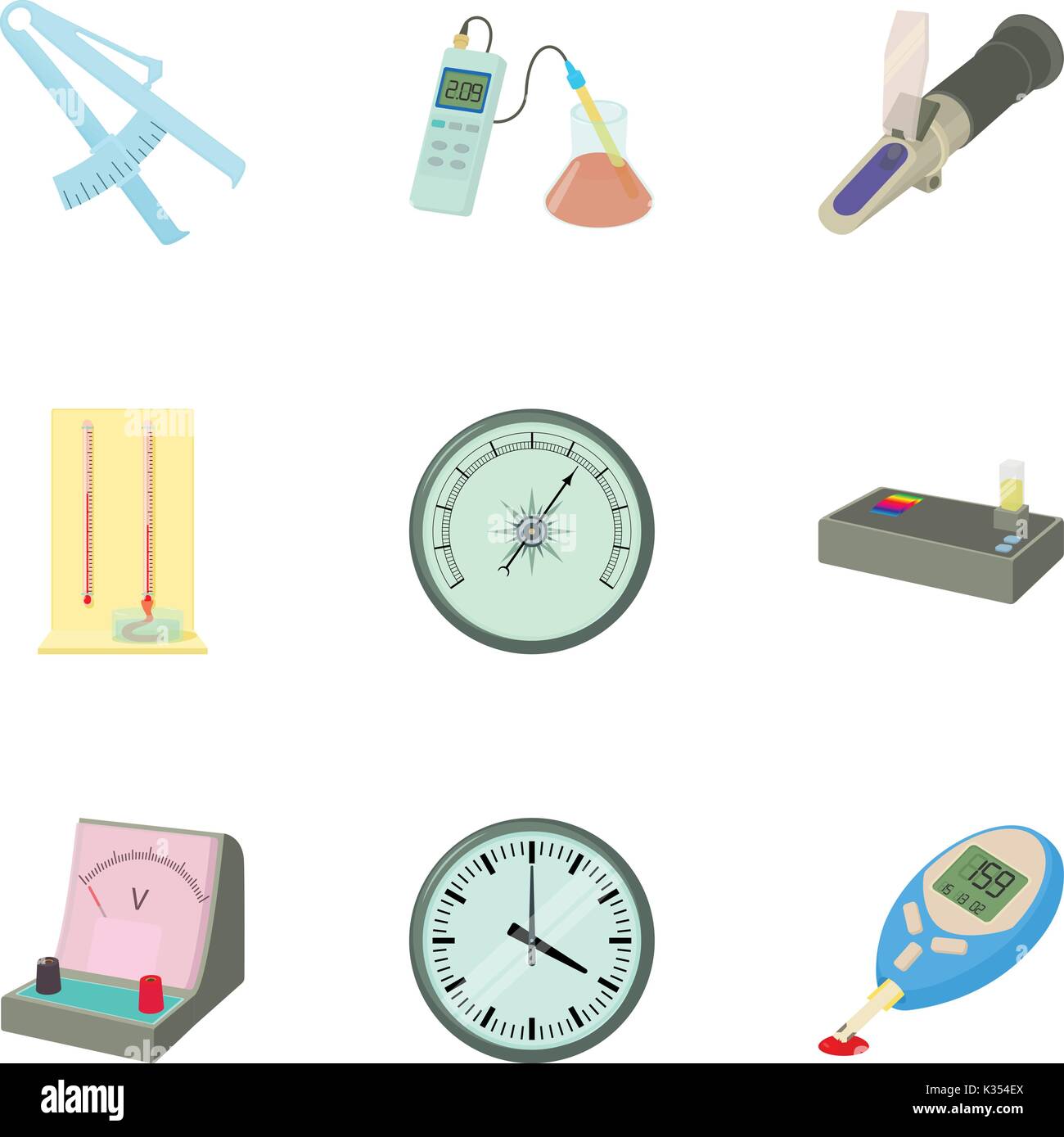 Multimeter icons set cartoon vector voltage hi-res stock photography ...