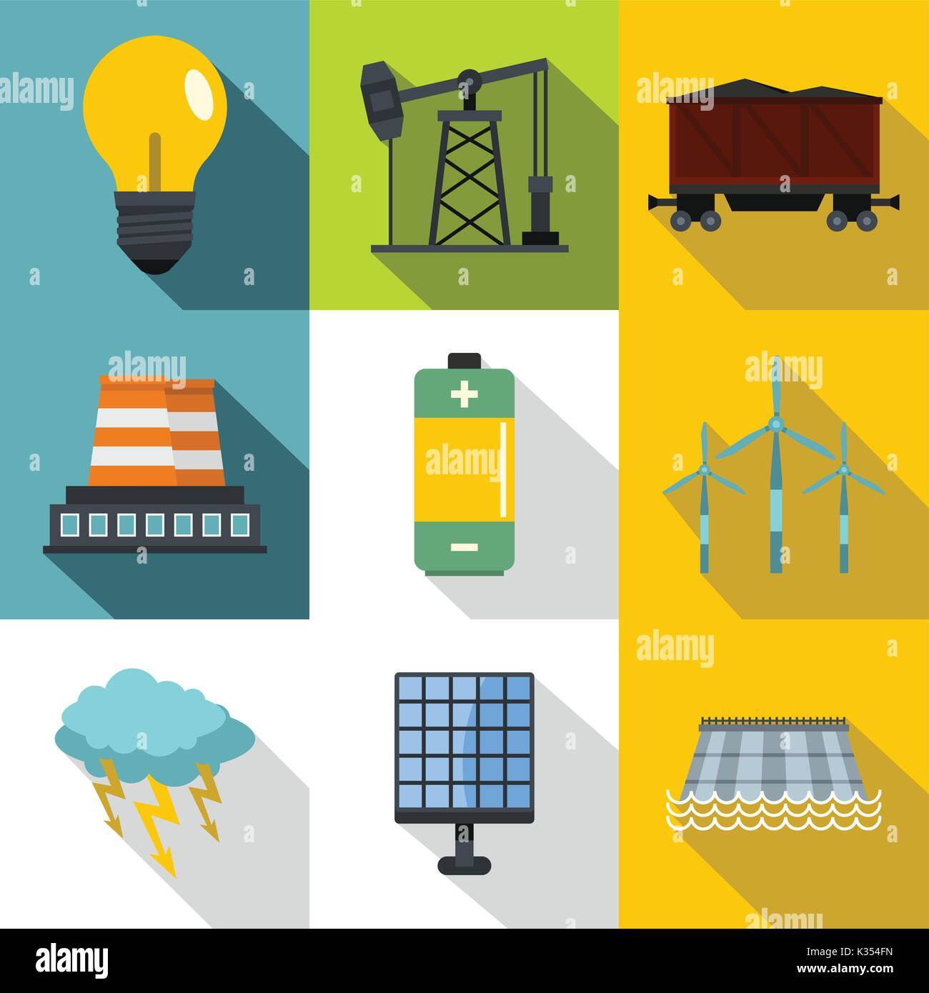 Energy sources icon set, flat style Stock Vector Image & Art - Alamy