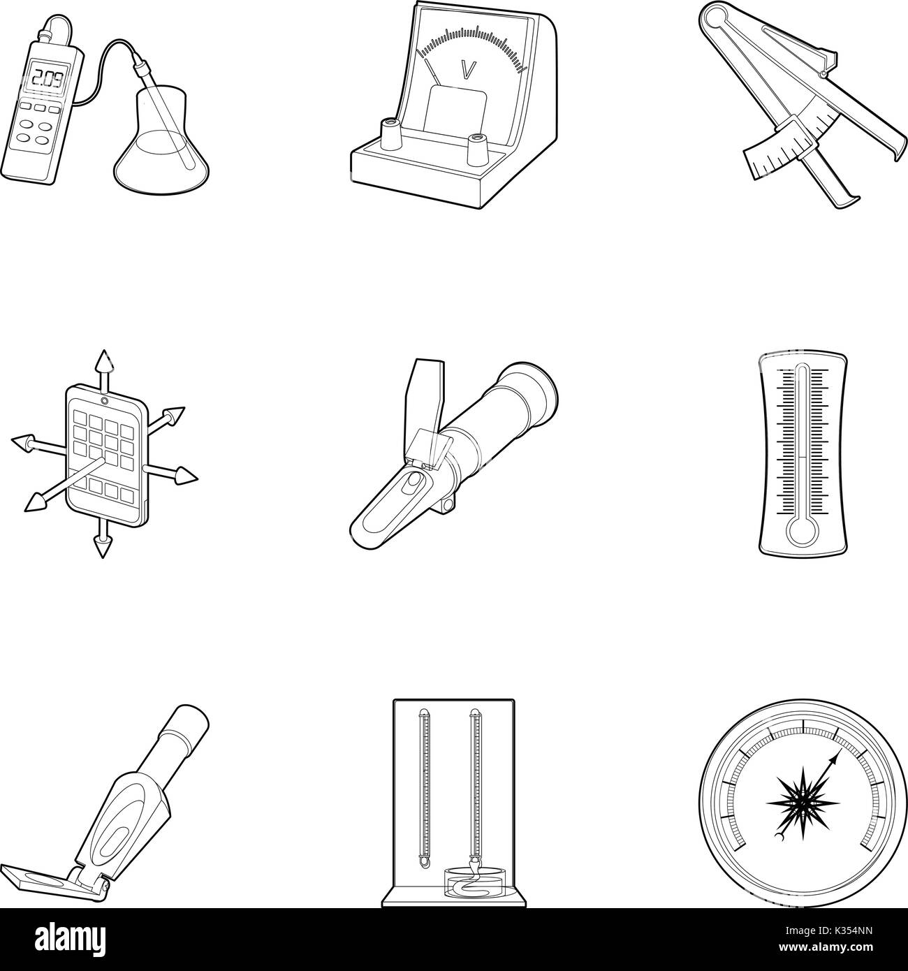 Measuring device icons set, outline style Stock Vector Image & Art - Alamy