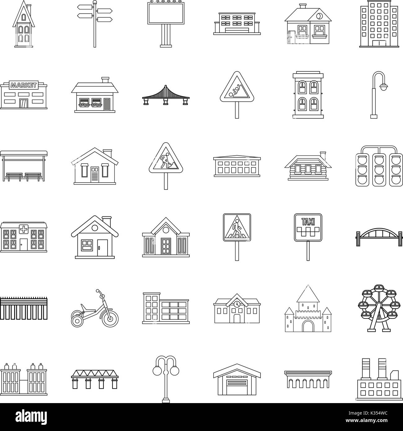 Downtown icons set, outline style Stock Vector Image & Art - Alamy