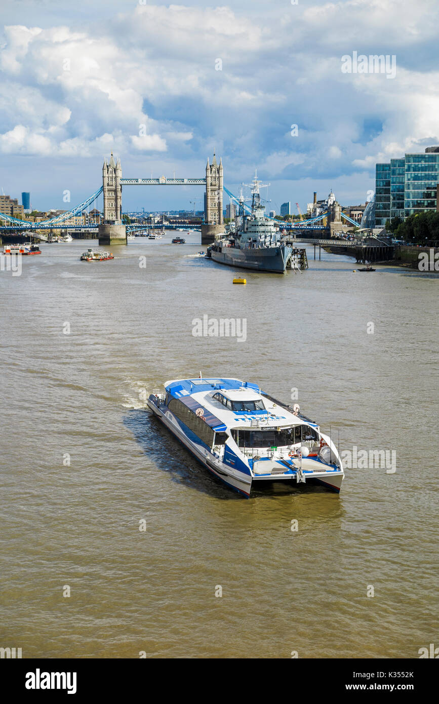 Thames clipper River Thames catamaran riverbus at London Bridge City ...