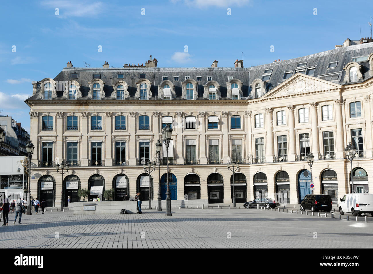 Paris, France:outdoor view of Place Vendome, big square famous for its ...
