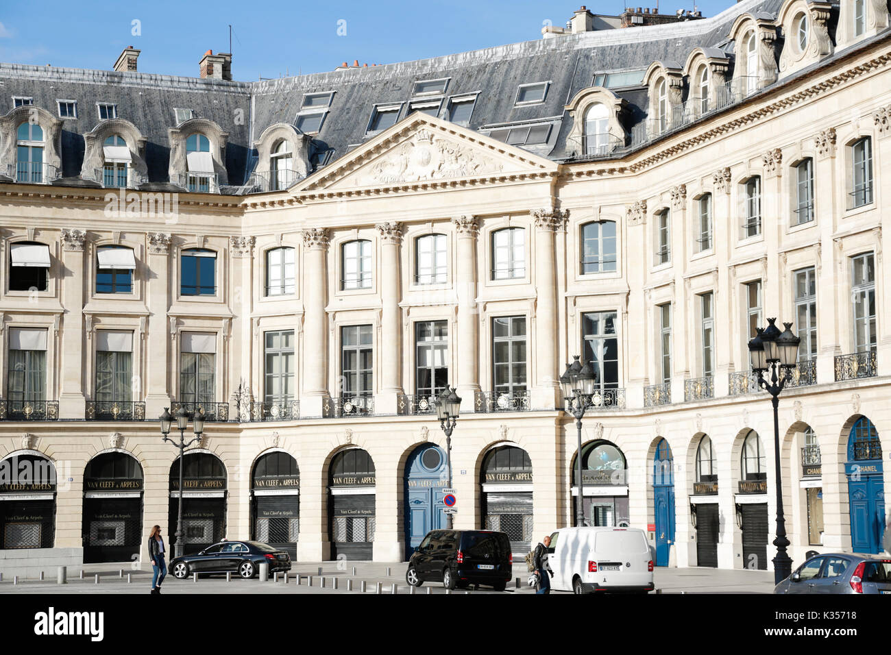 Paris, France:outdoor view of Place Vendome, big square famous for its ...