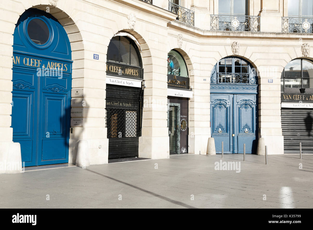 Paris, France:outdoor view of Place Vendome, big square famous for its ...
