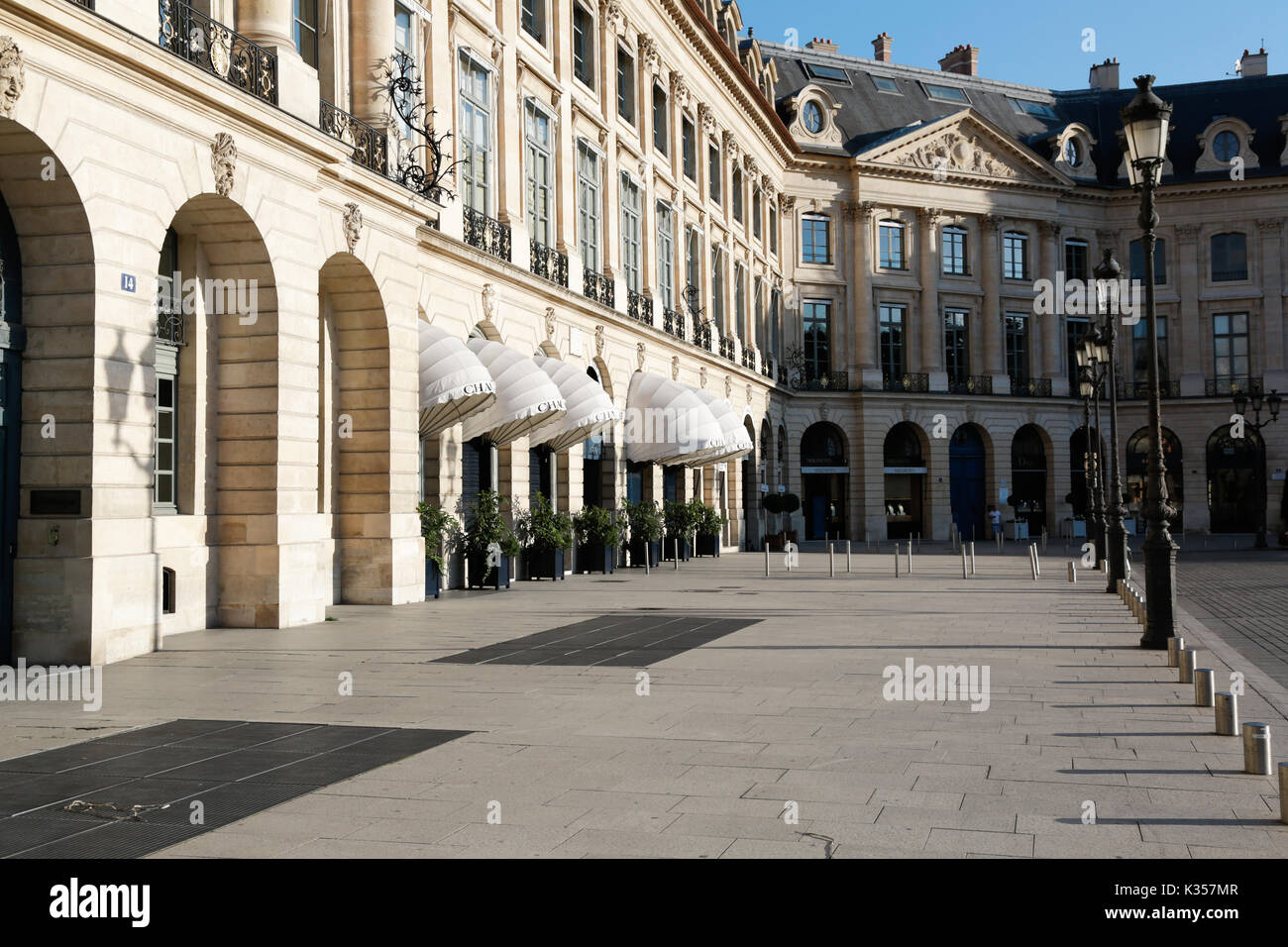 Paris, France:outdoor view of Place Vendome, big square famous for its ...