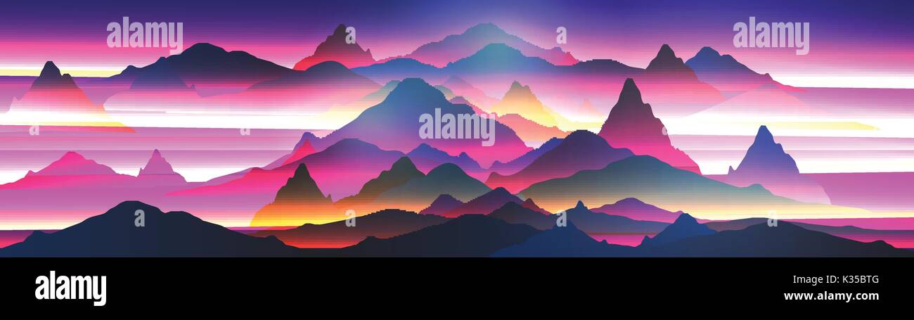 Abstract Neon Mountain Background Panorama - Vector Illustration Stock ...