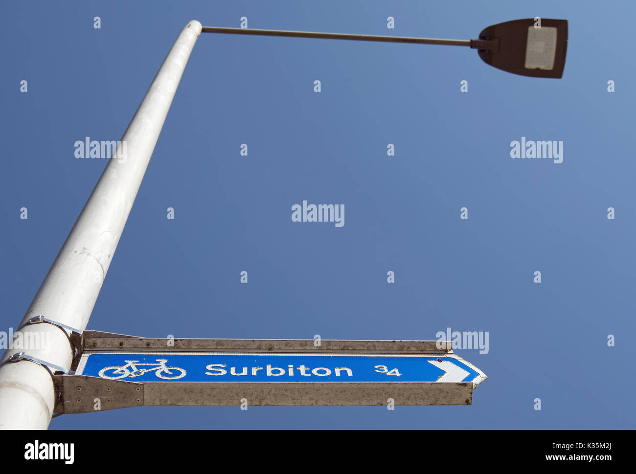 right pointing cycle route sign given direction and distance to ...