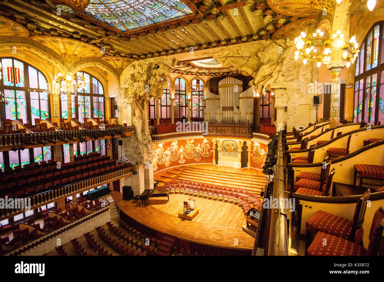 Interior of Palau de la Musica in Barcelona, World Heritage Place Stock ...