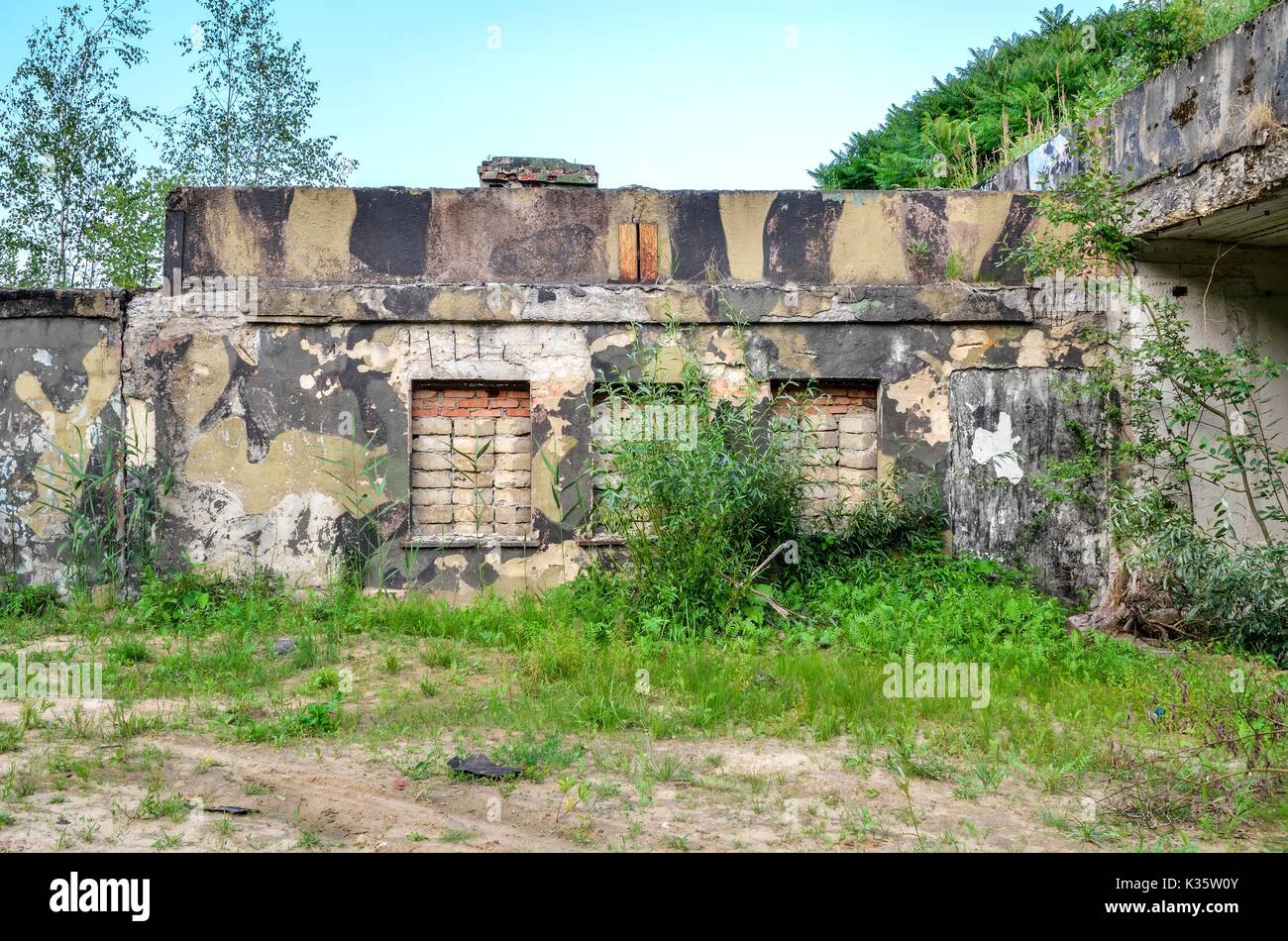 Old abandoned building. Destroyed building after a military unit Stock ...