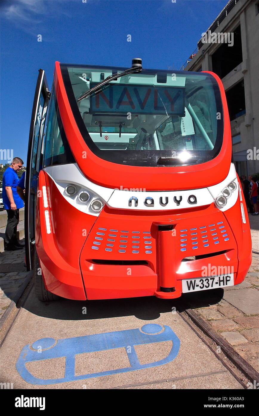 First public appearence of Navly automatic shuttle, Lyon, france Stock ...