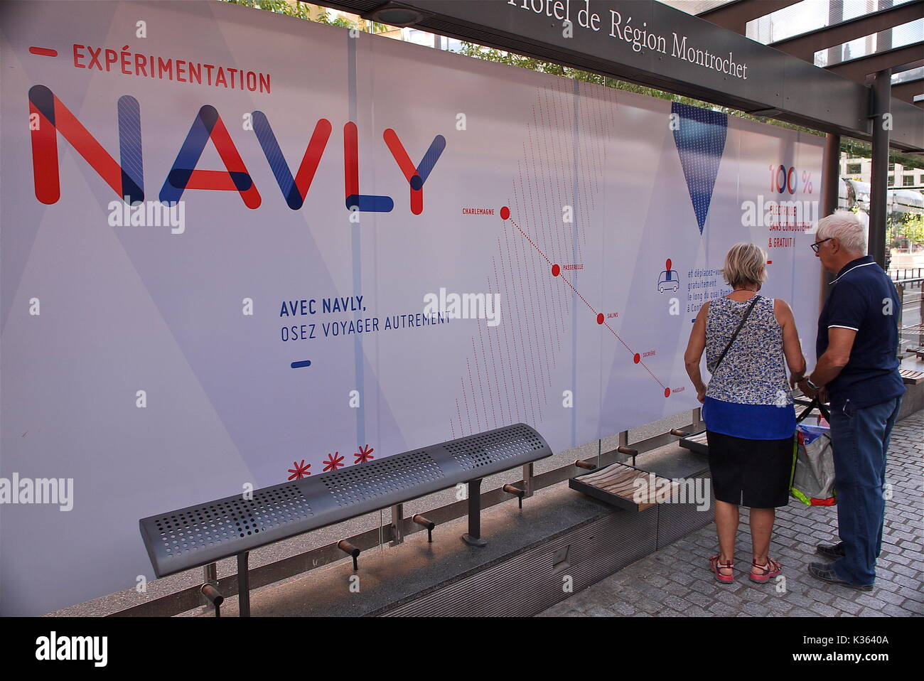 First public appearence of Navly automatic shuttle, Lyon, france Stock ...