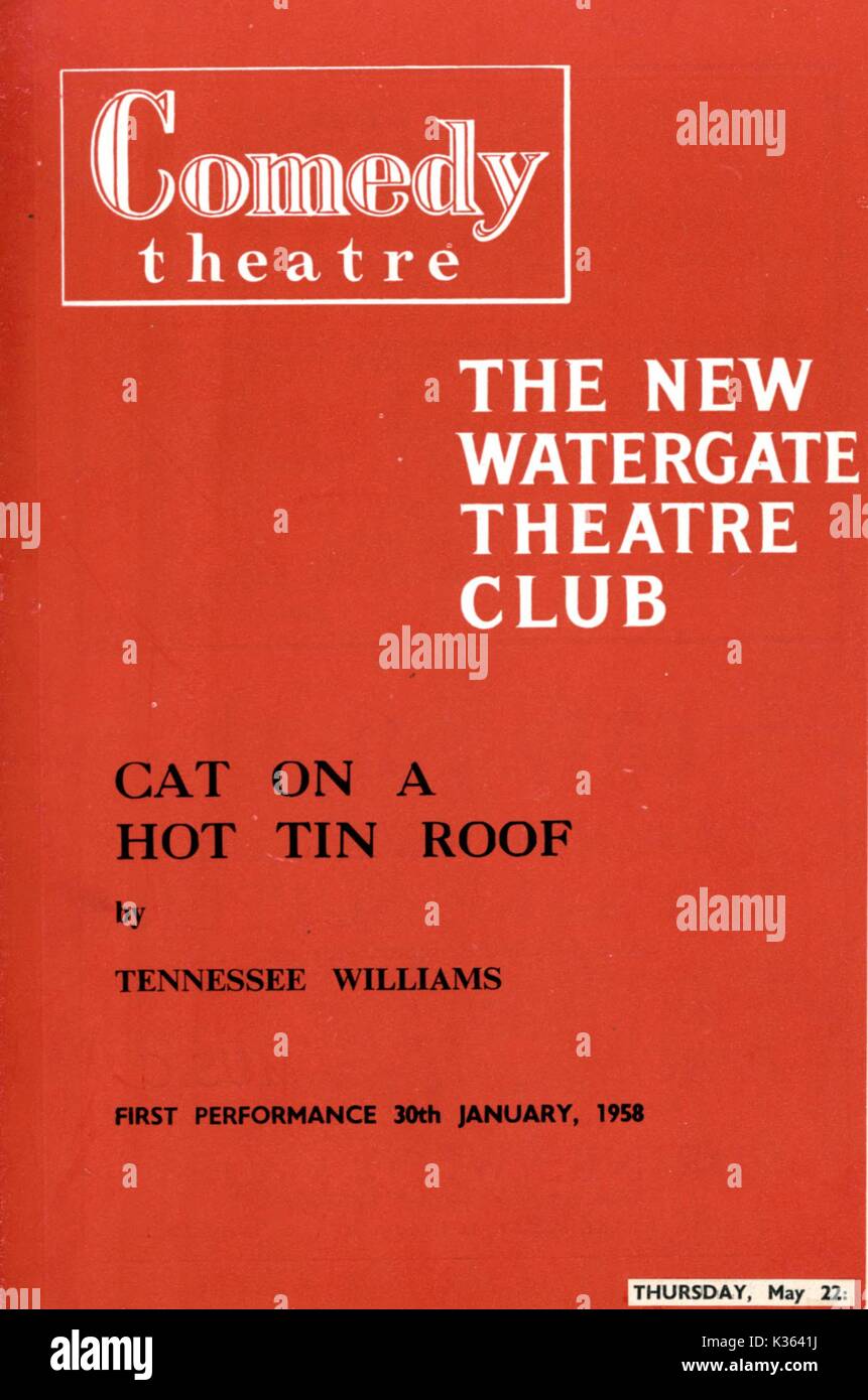 PROGRAMME FOR THE FIRST LONDON PERFORMANCE OF CAT ON A HOT TIN ROOF ...