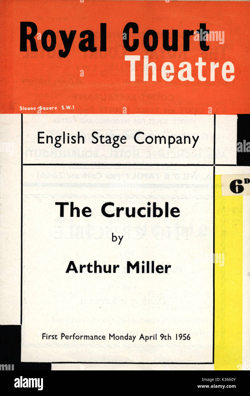 The Crucible Programme from the original London production, 1956 Stock ...