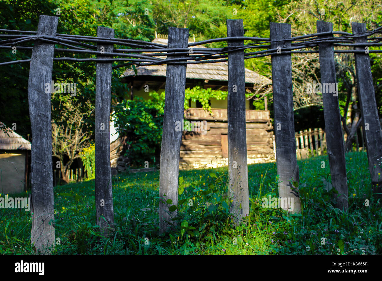 Wooden fence in rustic place Romania Stock Photo - Alamy