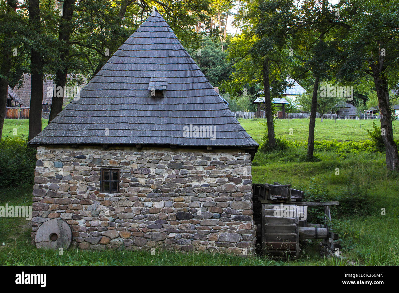 Traditional wooden and stone house from Romania Stock Photo - Alamy