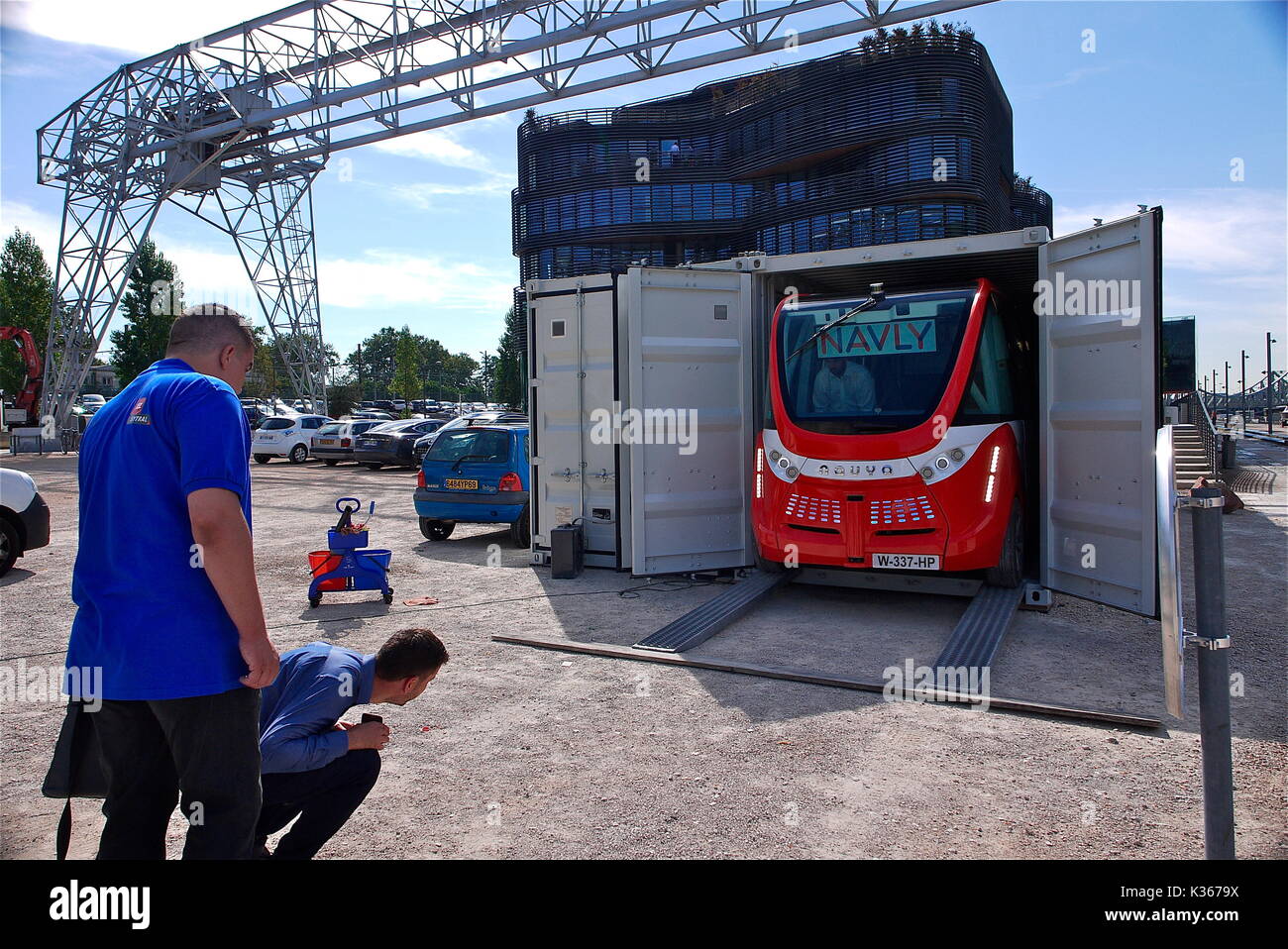 First public appearence of Navly automatic shuttle, Lyon, france Stock ...