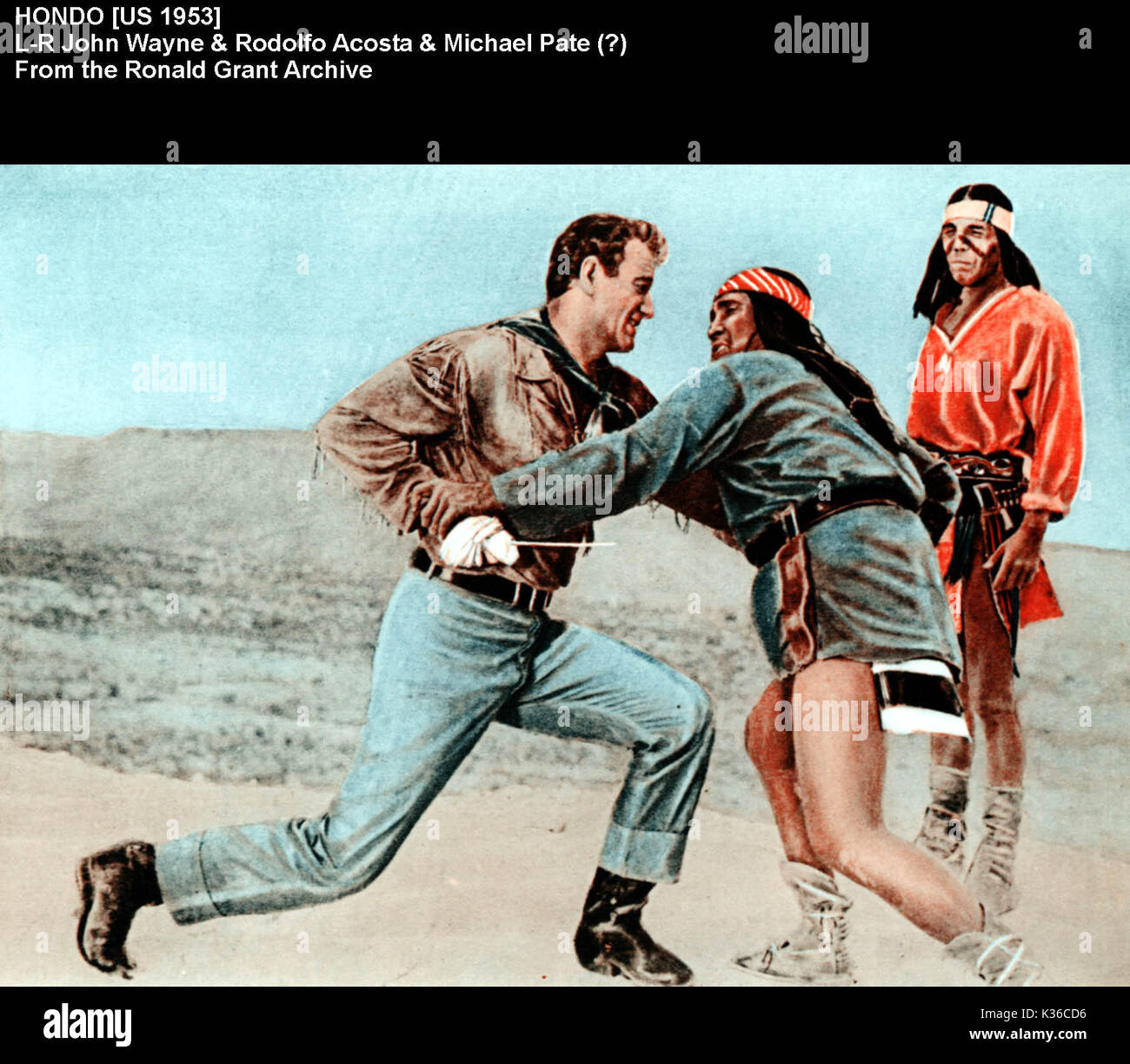 HONDO L-R,JOHN WAYNE, RODOLFO ACOSTA, MICHAEL PATE Stock Photo - Alamy