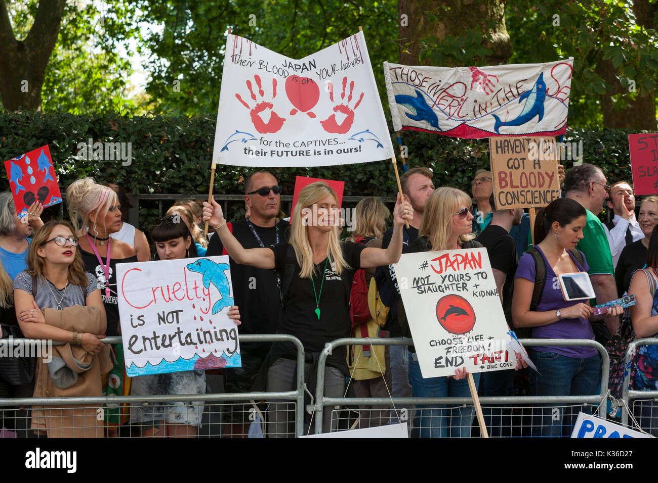 London, UK. 1st Sep, 2017. Japan Dolphin Day: Animal rights campaigners ...