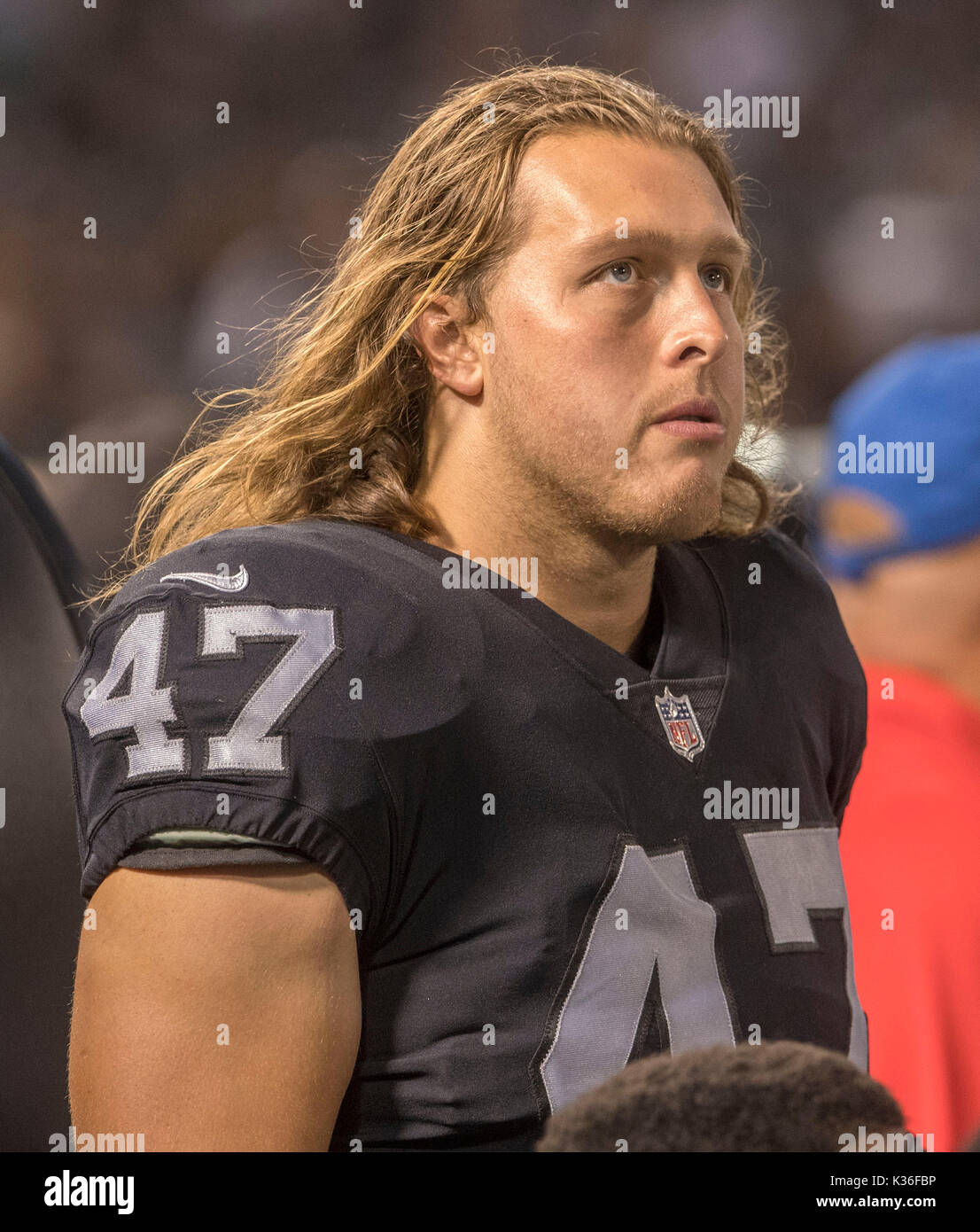 August 31, 2017: Oakland Raiders defensive end James Cowser (47) on ...